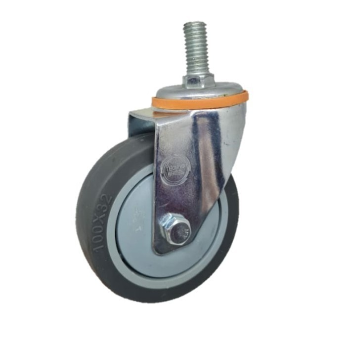 Jual Roda Karet TPR Abu Abu Medium CASTER Taiwan 4"(100×32 mm) Drat Hidup | Shopee Indonesia