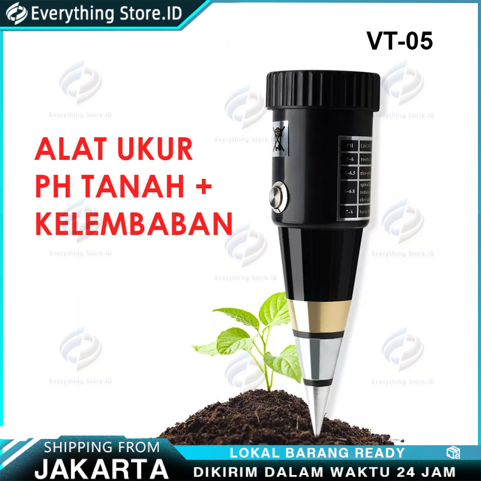 Jual PH Meter Tanah Kelembaban Berujung 2-in-1 / Alat Ukur PH Soil ...