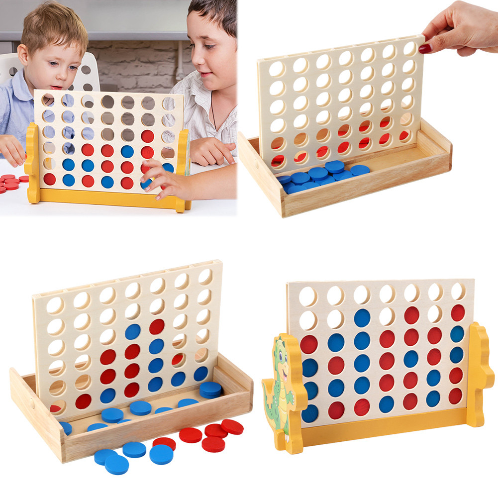 Jual Wooden 4 in A Row Game Foldable Line Up 4 Game Travel Games Family ...