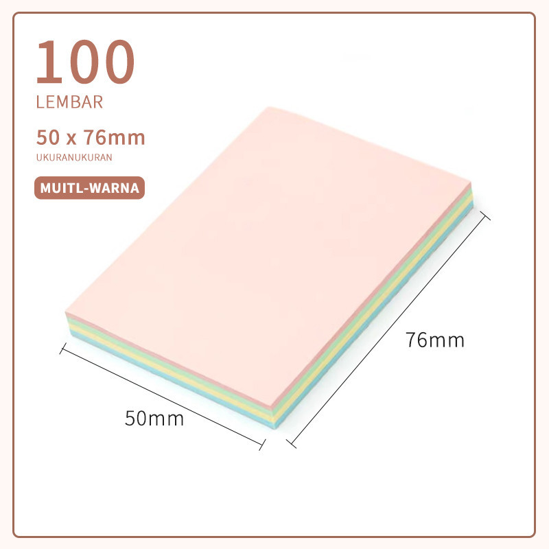 Jual sticky note 100 lembar catatan memo /cod sticky notes polos/sticky ...