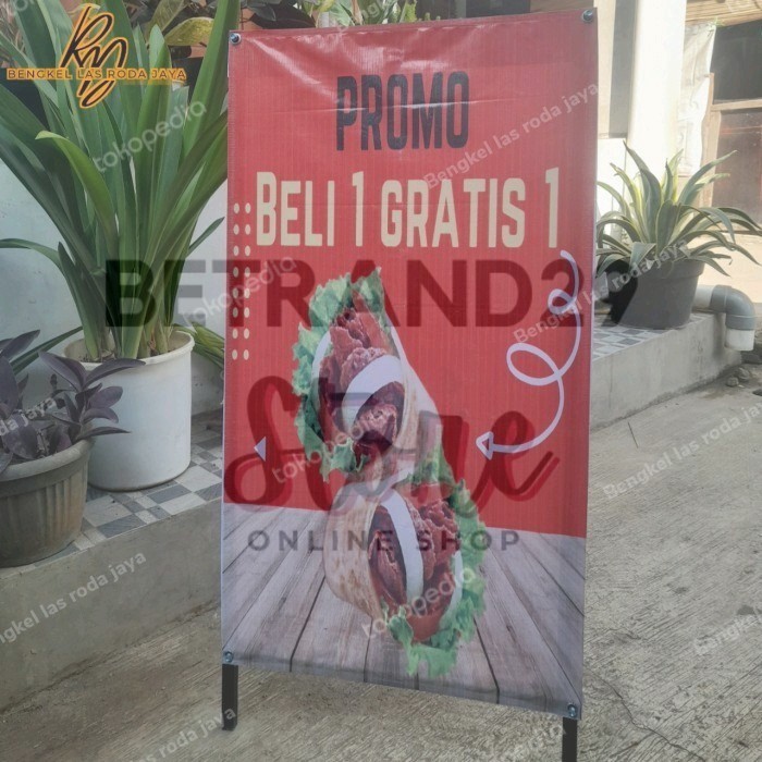 Jual standing banner besi / standing banner spanduk - 80cm x 50cm ...