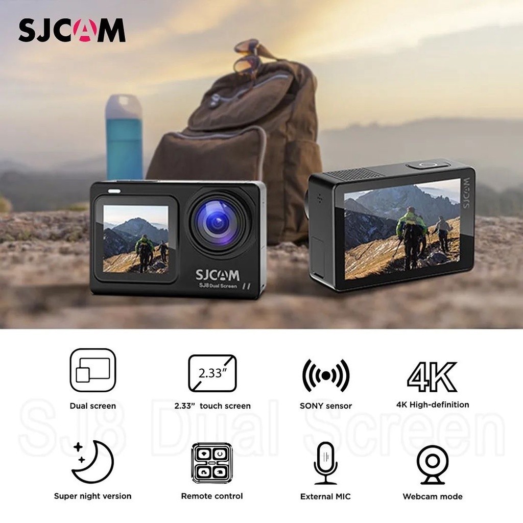 Jual SJCAM SJ8 Dual Screen Action Camera Original 4K 30FPS EIS Stabilization - PAKET BUNDLING ...