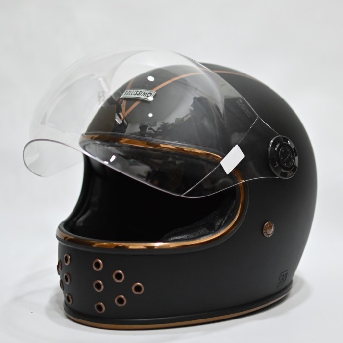 Jual BELLISSIMO HELMET RETRO RUBY - Black DOFF / Helm RETRO Ruby Full ...