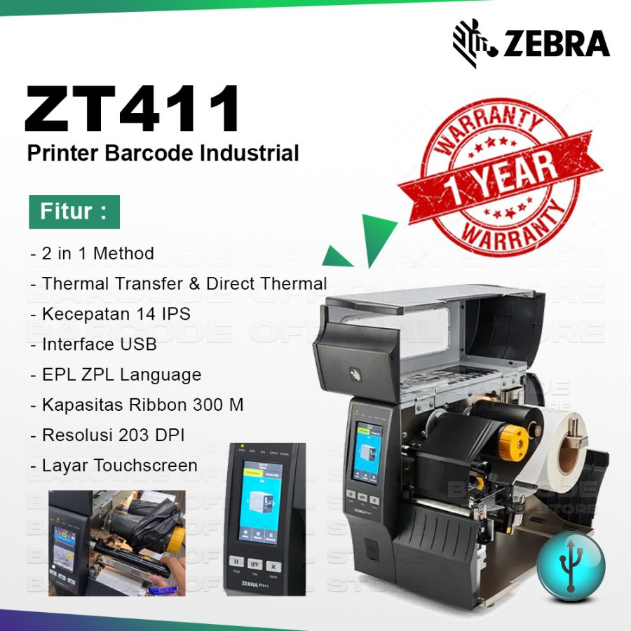 Jual Printer Barcode Zebra ZT411 / ZT-411 / ZT 411 USB Cetak Price Tag ...