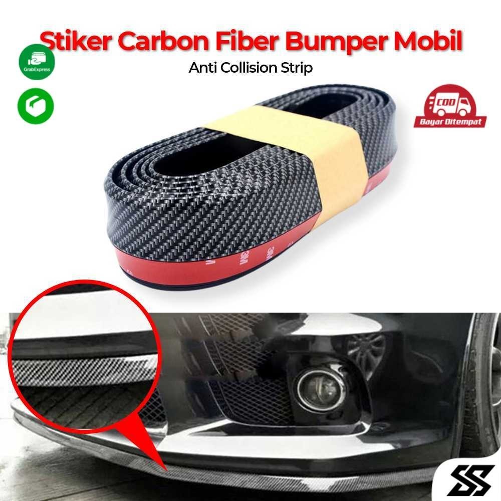 Jual Stiker Carbon Fiber Anti Collision Strip Bumper Mobil 2.5M ...