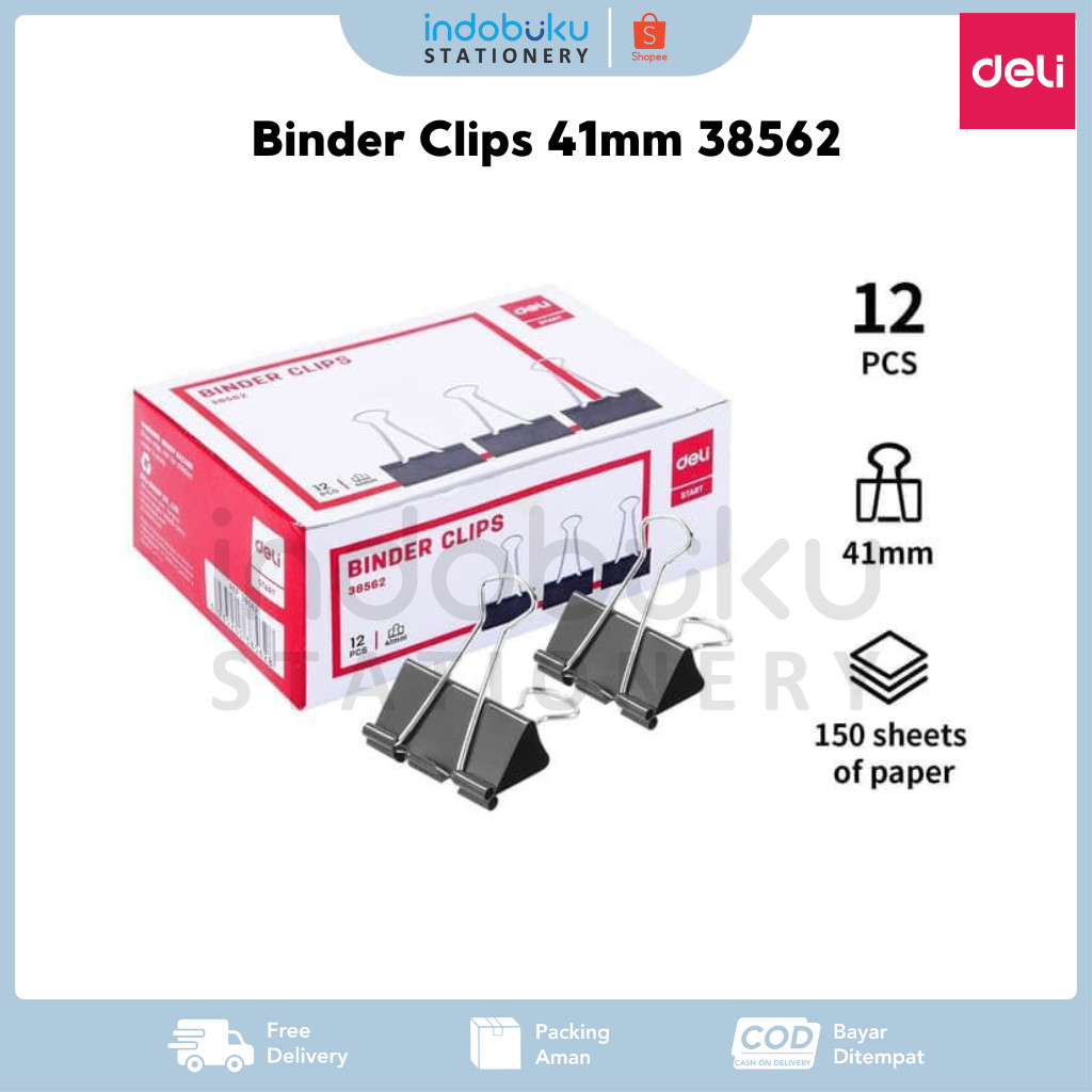 Jual Binder Clips Deli 41mm 38562 (1 Box Isi 12pcs) | Shopee Indonesia