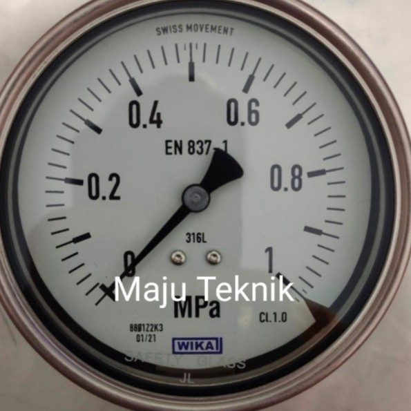 Jual WIKA Pressure D 4" 0-1 MPa, drat 1/2" NPT Full SS Back ( Payung ) | Shopee Indonesia