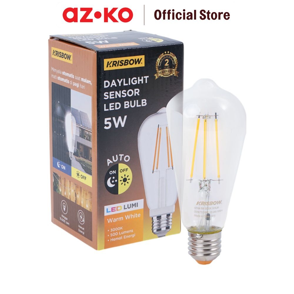 Jual AZKO Krisbow Bohlam Led Filamen 5 watt Dengan Sensor Warm White ...