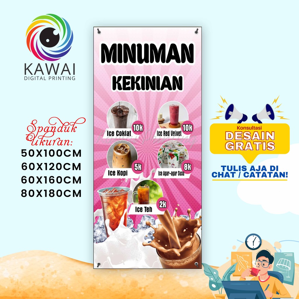 Jual Spanduk Banner MMT Aneka Minuman Kekinian Ukuran 60x160 | Shopee ...
