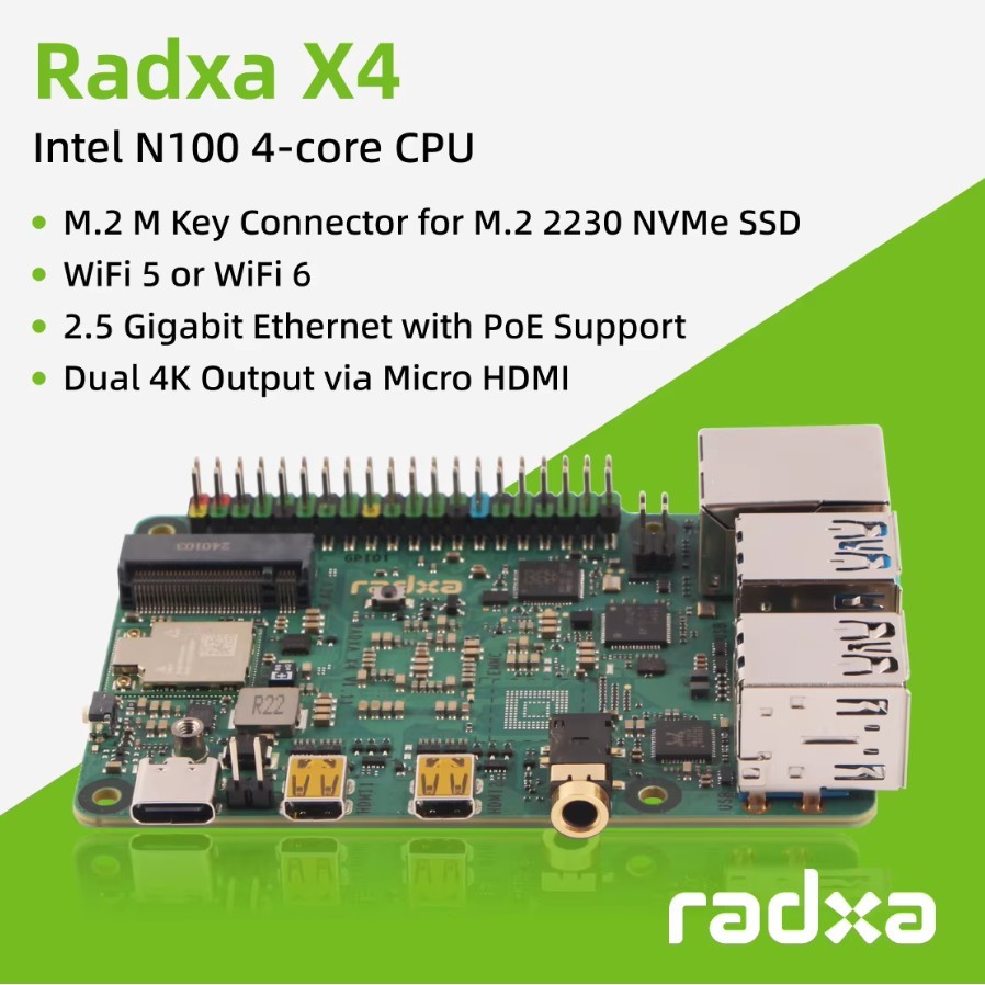 Jual Radxa X4 With Intel N100 Dual 4k Output 2 5gbps Ethernet Pcie 3