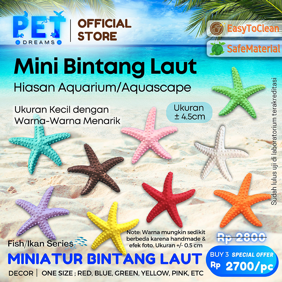 Jual Dekorasi Aquarium Miniatur Bintang Laut Resin Mini Warna Warni ...