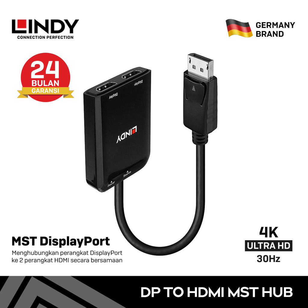 Jual MST Hub 2 Port LINDY DisplayPort to Dual HDMI | Shopee Indonesia