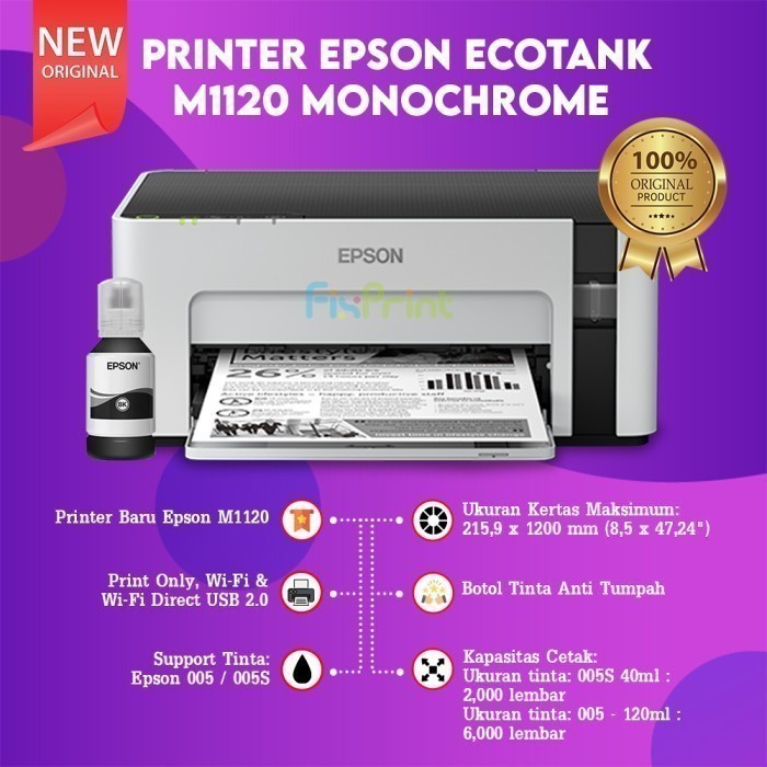 Jual Printer Epson Mono M1100 M1120 Printer Infus Pabrik Garansi Resmi ...