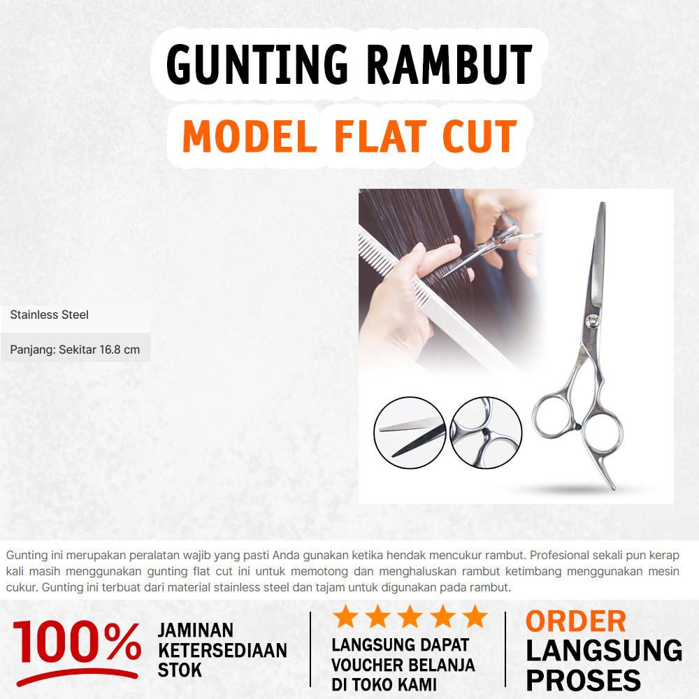 Jual Gunting Rambut Full Stainless Steel Model Flat Cut - BHT002 ...