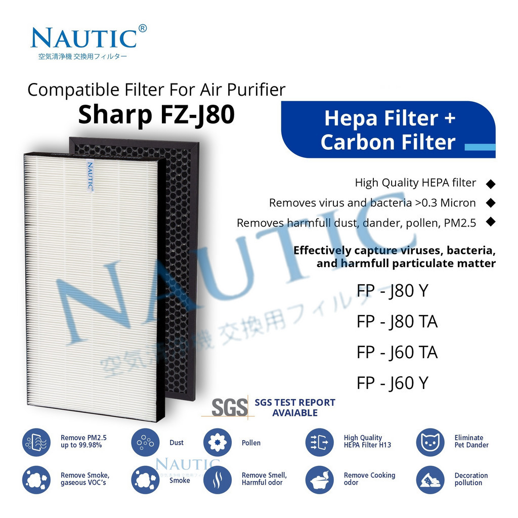 Jual Hepa Filte SHARP FP-J80 FP-J60 Pengganti Filter untuk Air Purifier ...