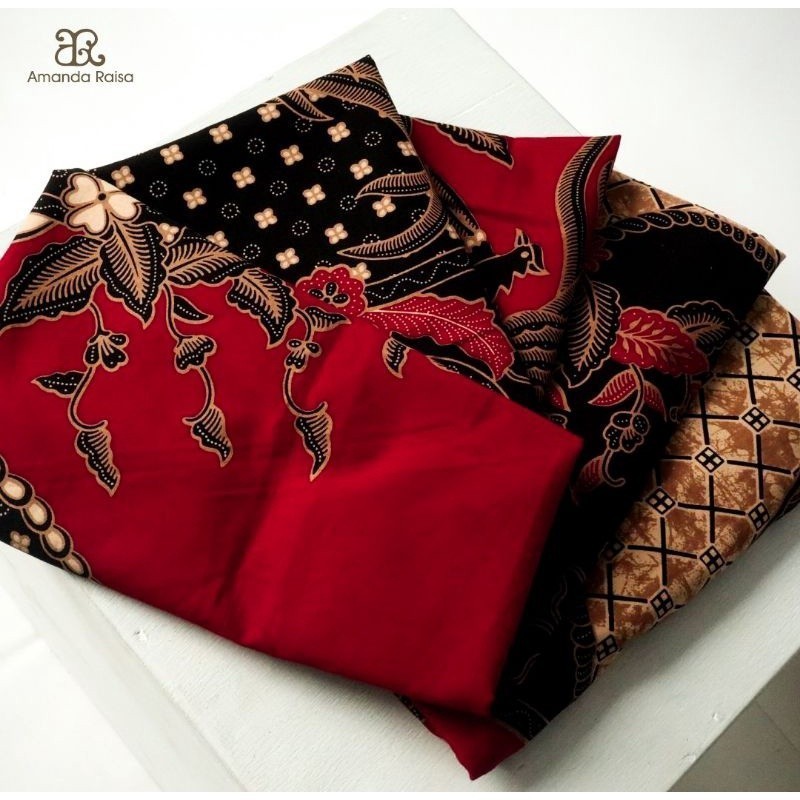 Jual Kain Batik Meteran Potongan Motif Peksi Latar Abang | Shopee Indonesia