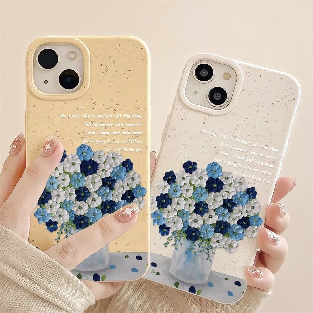 Jual Kasus telepon bunga biru cocok untuk iPhone 6/7/8 6+/7+/8+ 11 11 ...