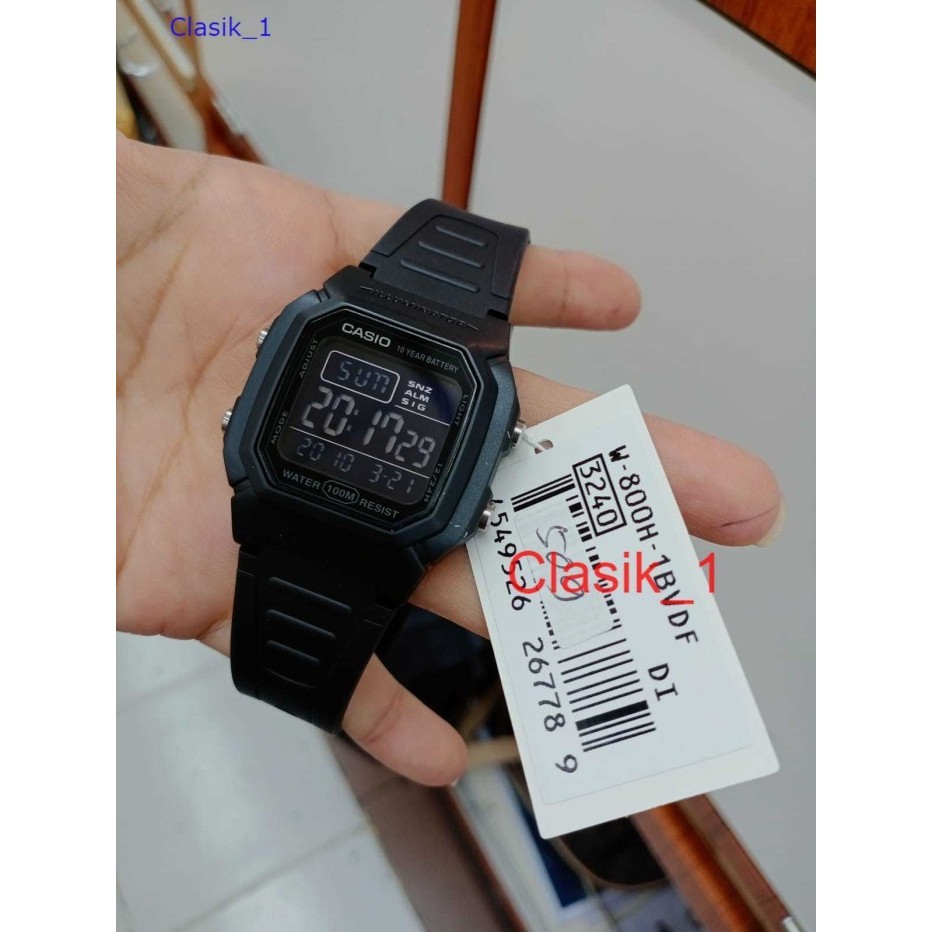 Jual Original 100%!! CASIO W-800H-1BVDF Jam Tangan Pria Digital Karet W800H Garansi Resmi ...