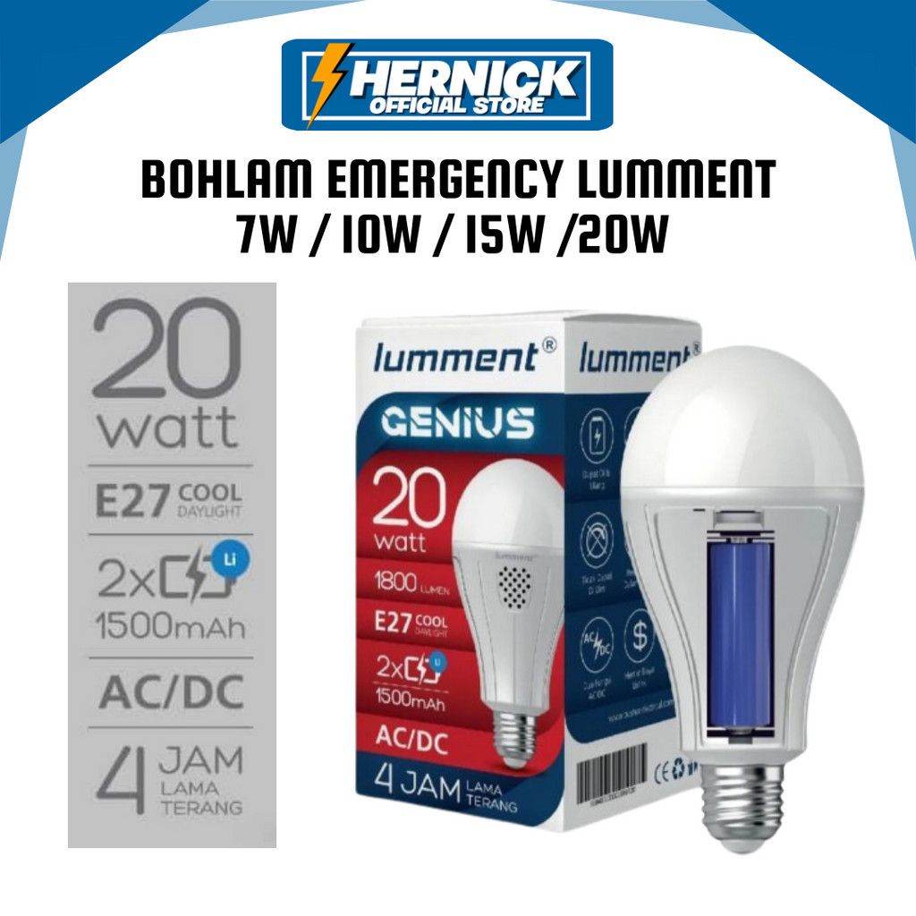 Jual LAMPU LED EMERGENCY 7W/10W/15W/20W AJAIB LUMMENT GENIUS MAGIC LAMP ...