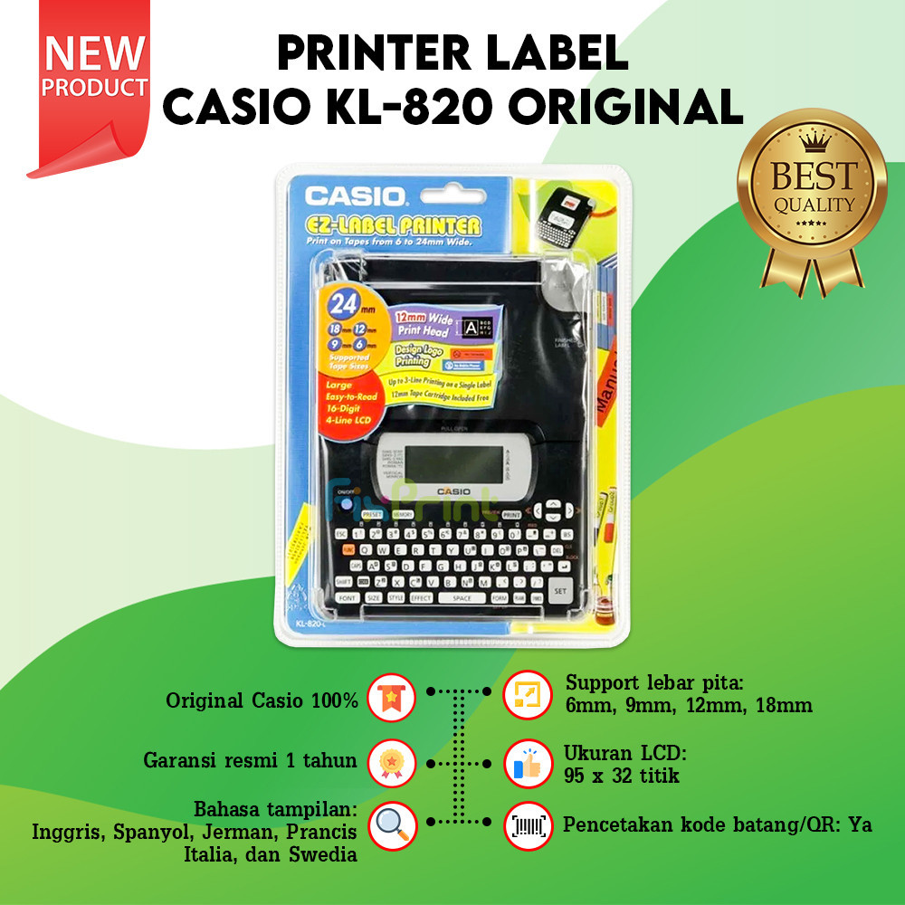 Jual Casio Label Printer KL-820 Label Maker Mesin Labeling Printer ...