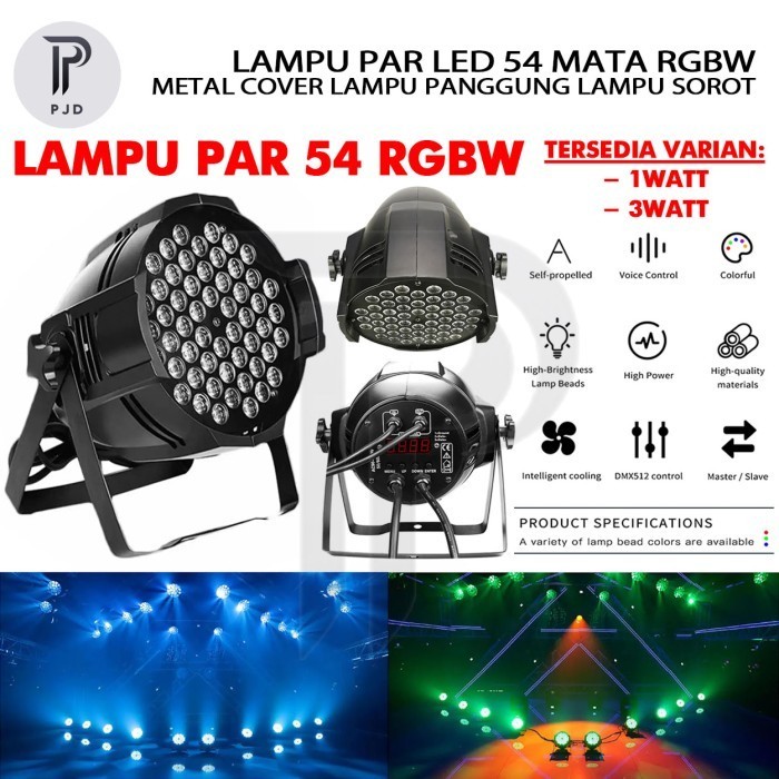Jual Lampu Par LED 54 Mata RGBW Metal Cover / Lampu Panggung / Lampu ...