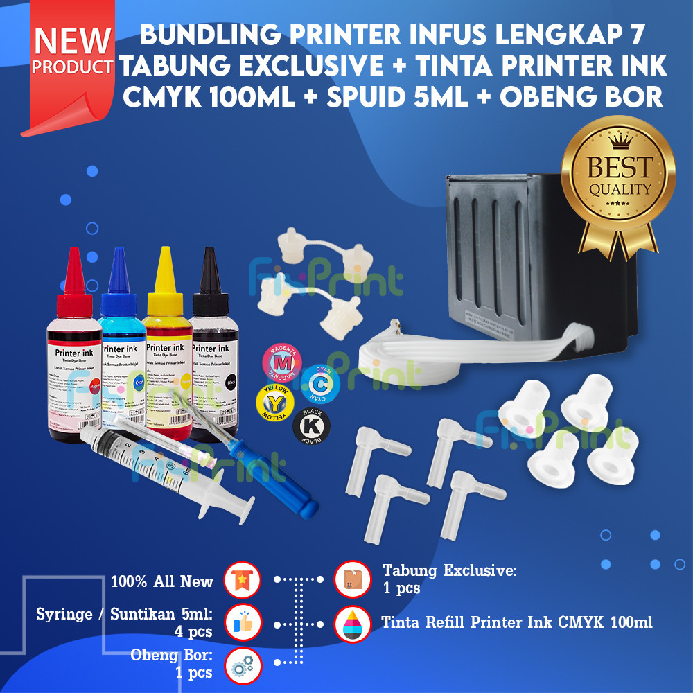 Jual PAKET Tabung Tinta 100ml Box Hitam Obeng Bor Infus Printer Canon ...