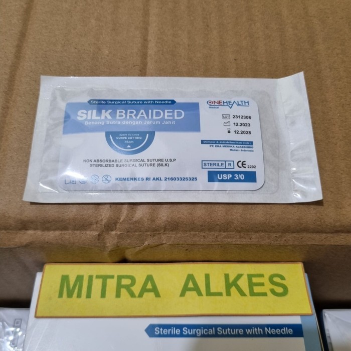 Jual SILK Braided With Needle ONEHEALTH. Surgical Sutures SILK + Jarum ...