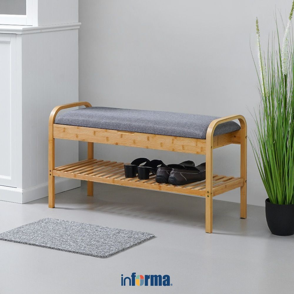 Jual Informa 90X33X50 cm Levy Rak Sepatu Bench - Cokelat Shoe Rack ...