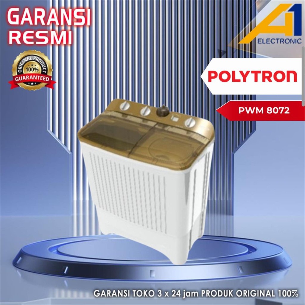 Jual Mesin Cuci POLYTRON PWM 8072 / PWM8072 COKELAT dua tabung 8 kg ...