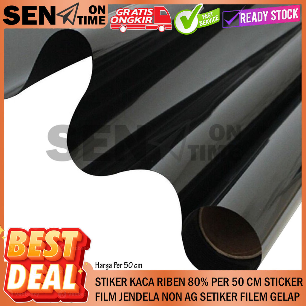 Jual Stiker Kaca Film 80% Hitam Riben Jendela Rumah Sticker Rayban Peredam Panas Anti Uv Mobil ...