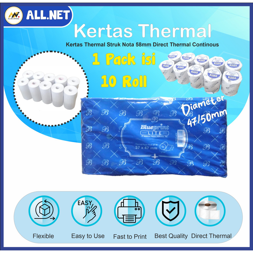 Jual Kertas thermal 47x58mm Direct Thermal Kertas Nota Kasir Continouse ...