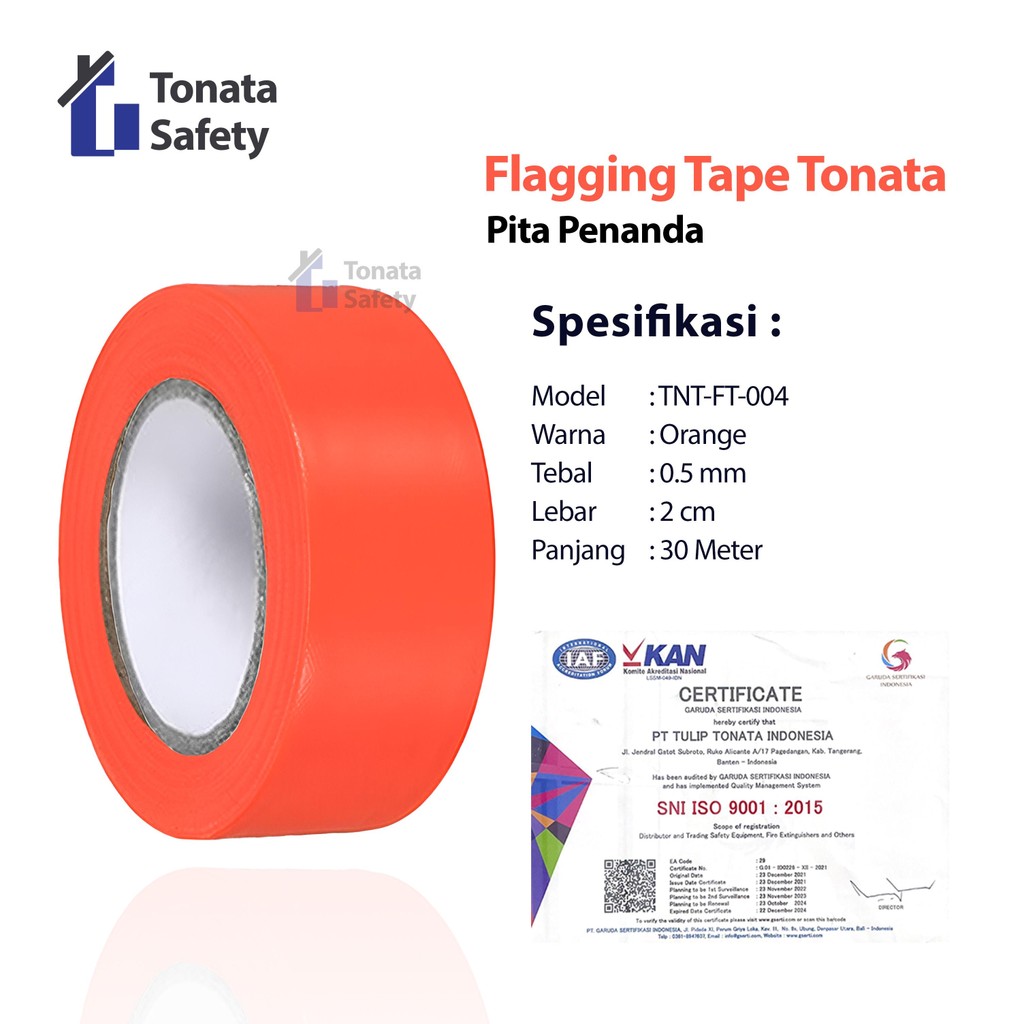 Jual Tonata Flagging Tape Pita Survey Penanda Orange 2cm x 30m | Shopee ...