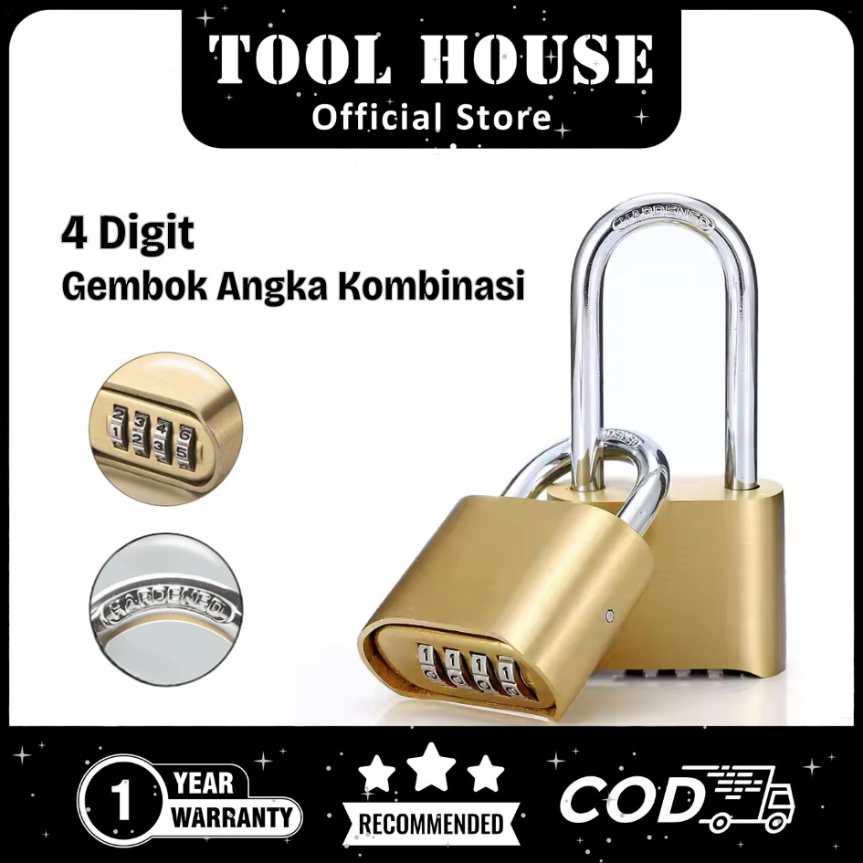 Jual Tool House [Garansi Toko 1 Tahun] Gembok Angka Kombinasi 4 Digit ...