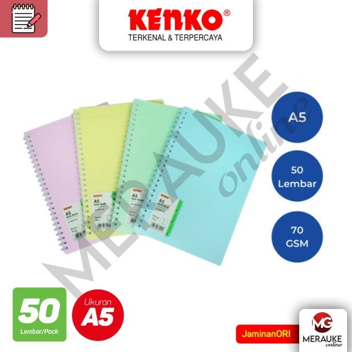 Jual KENKO Buku Catatan Bergaris / Ruled Notebook A5 RNPP-OC 60 Lembar | Shopee Indonesia