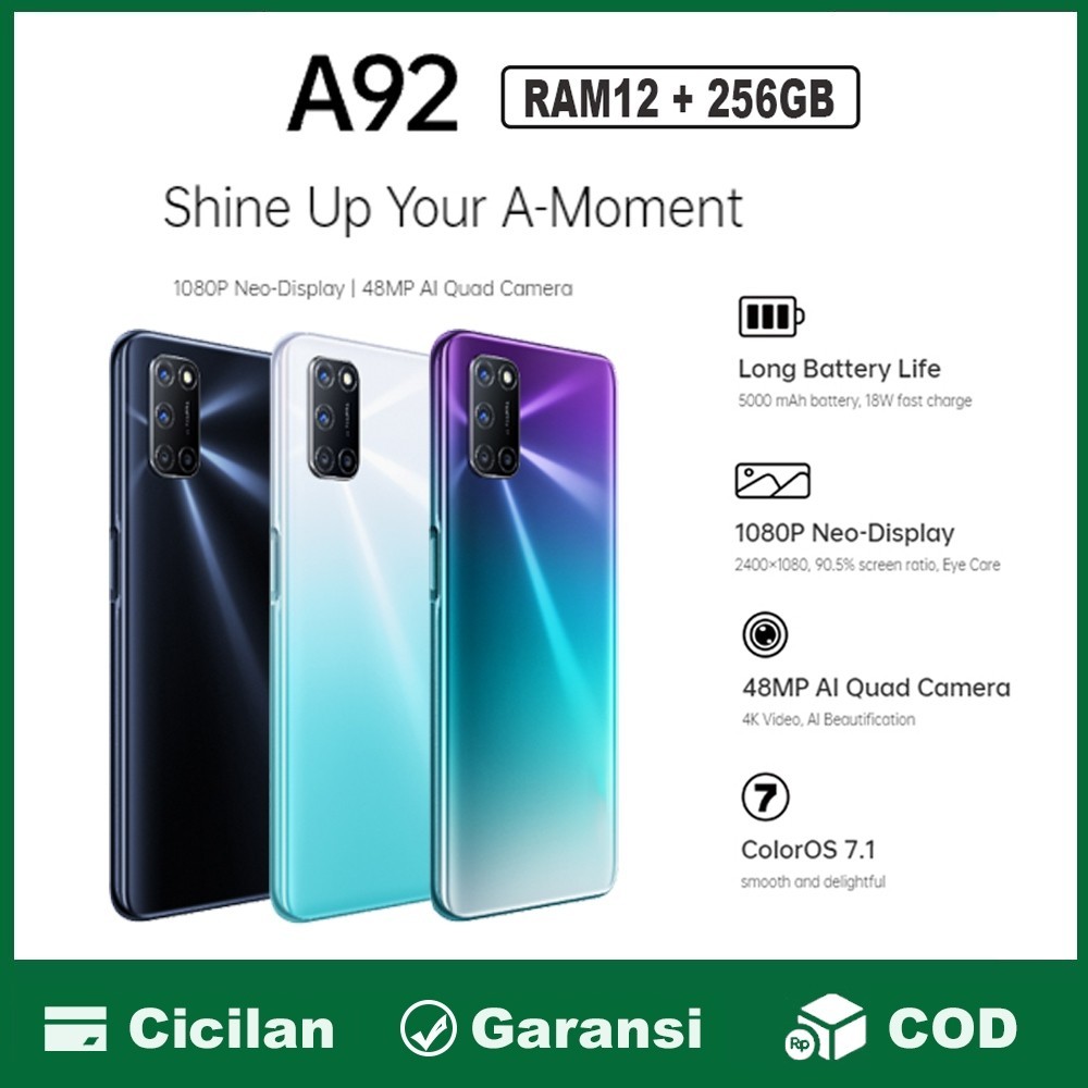 Jual HP A92 Ram 12/256GB 5000 mah fast charging 48MP Kemera 6.5" Side ...