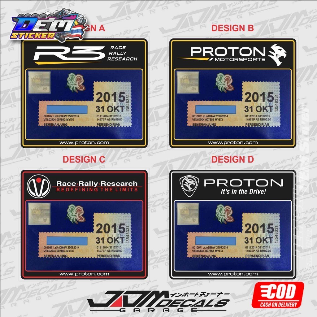 Jual Stiker Proton R3 Race Rally Research Roadtax Stiker Premium ...