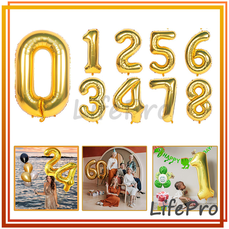 Jual Balon Angka Foil Gold Silver 40cm Balon Pesta Ulang Tahun Ballon ...