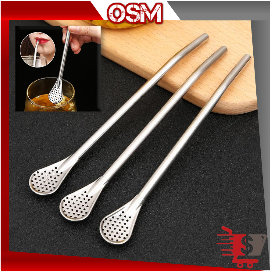 Jual OSM - H6145 Sendok Sedotan Lucu / Stainless Steel Food Grade 2 in ...