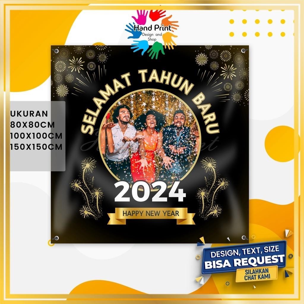 Jual SPANDUK / BANNER Selamat Tahun Baru Happy New Year G 150x150CM ...