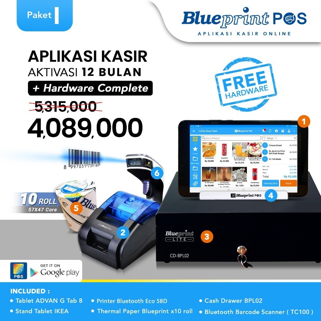 Jual Paket Mesin Kasir Android 8 Inch Usaha Retail Free Langganan 1 Thn ...