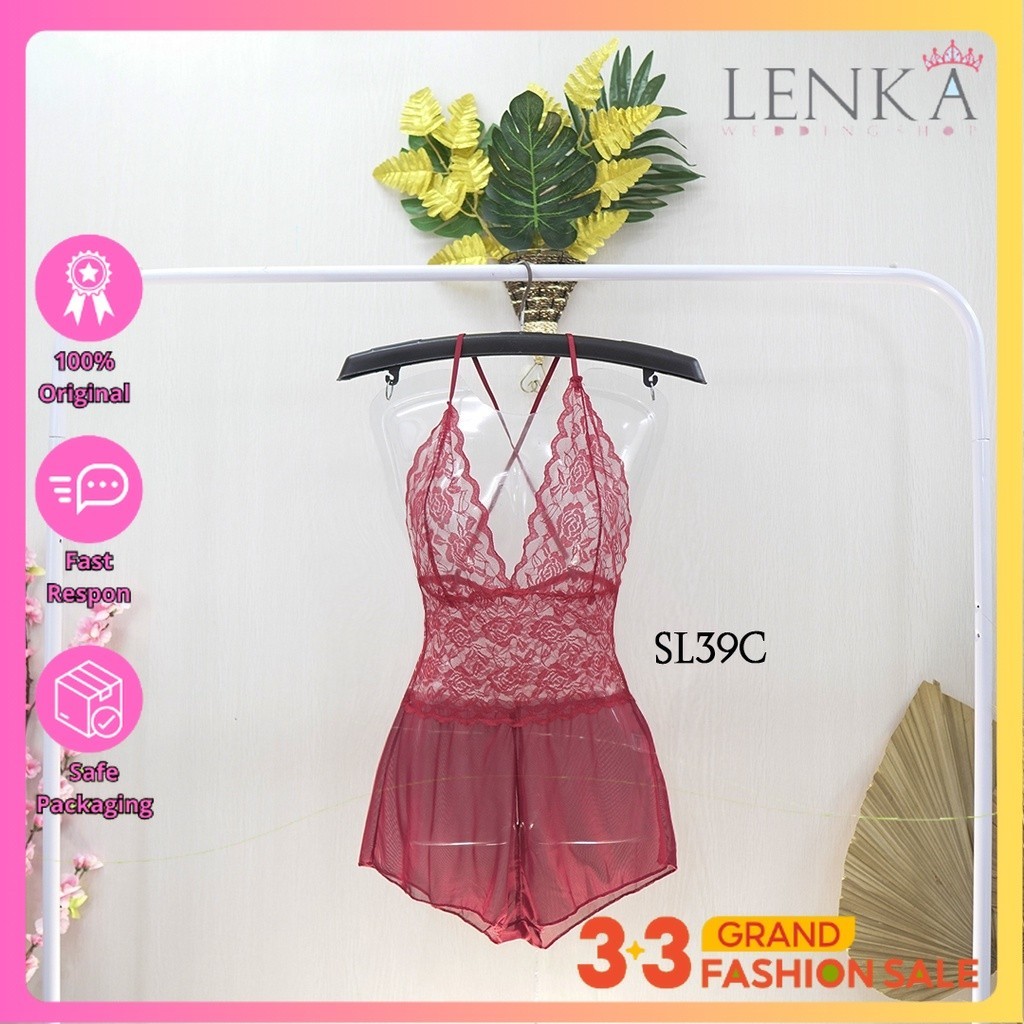 Jual Baju Tidur Seksi Wanita Model Bodysuit Transparan Brokat Premium Fit to M Maroon SL39 ...