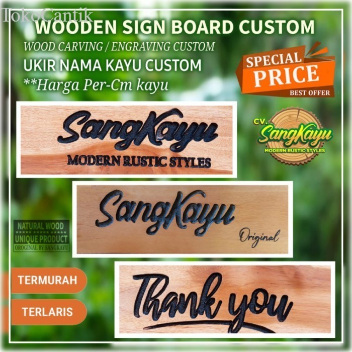 Jual Papan nama kayu custom signage sign ukir nama kayu custom sign ...