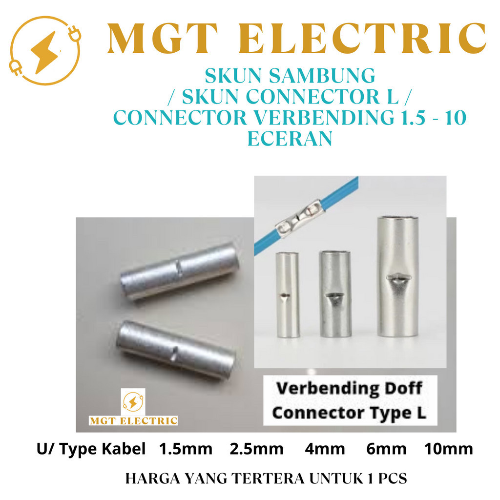 Jual Skun Sambung / Skun Connector L / Connector Verbending 1.5 - 10 ...