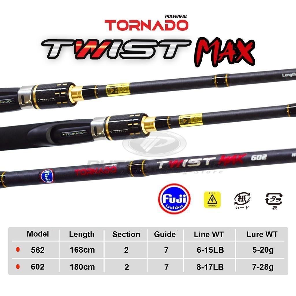 Jual Tornado Twist Max 562 602 6-15lb 8-17lb Joran Spinning Carbon ...
