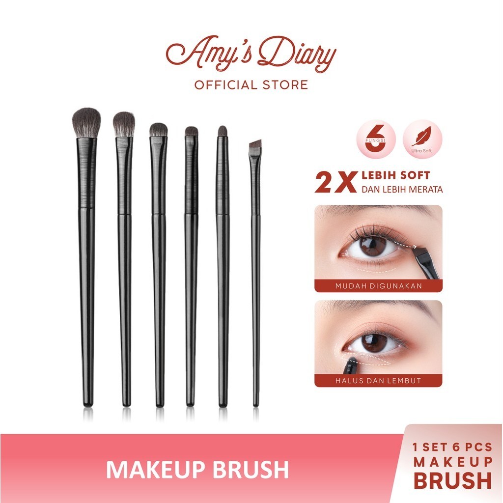 Jual AMY'S DIARY 6 Pcs Set Kuas Makeup Brush Eyeshadow | Shopee Indonesia