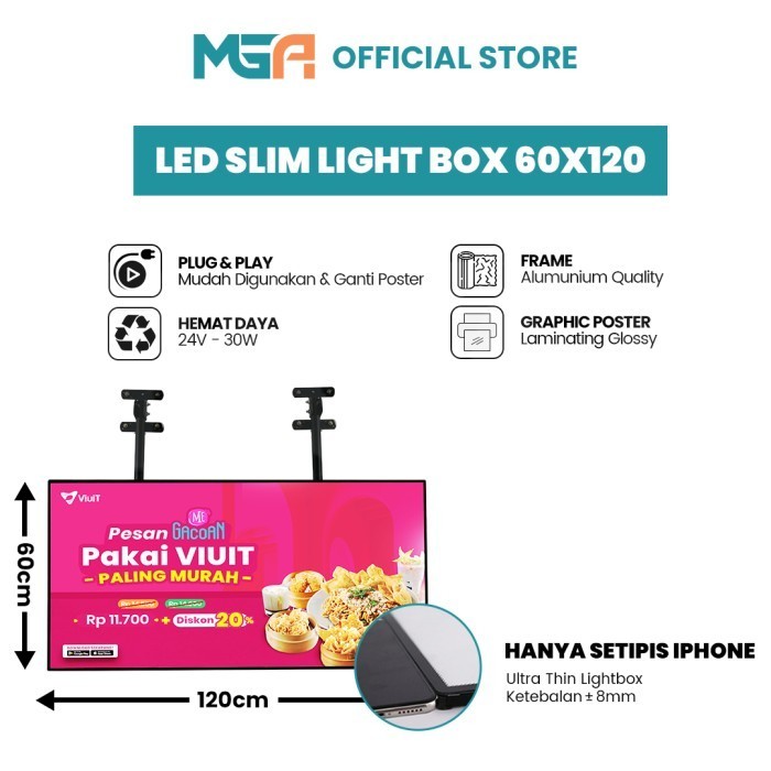Jual SLIM LIGHT BOX 60X120 + BRACKET GANTUNG LED MENU DINDING ...