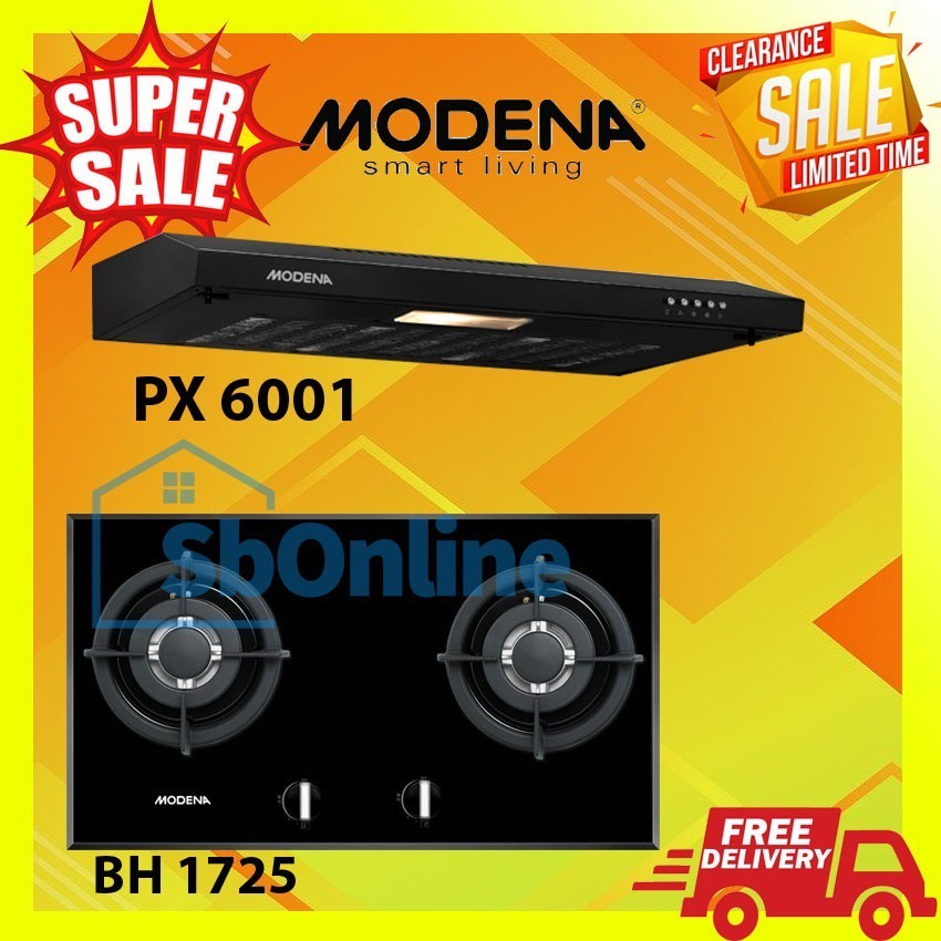 Jual Paket Modena Kompor Tanam BH 1725 Dan Cooker Hood Slim PX 6001 ...