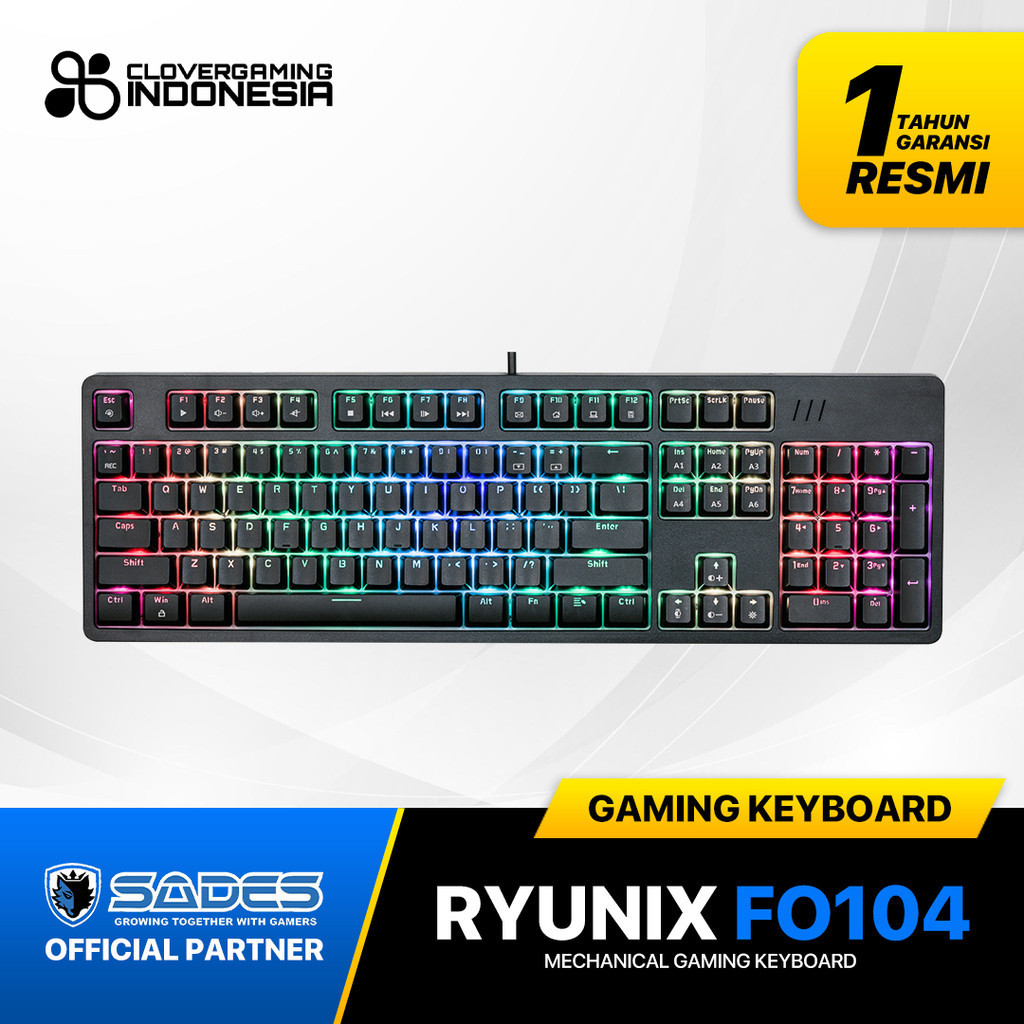 Jual Sades Ryunix FO104 / FO-104 Wired Mechanical Keyboard Fullsize FO 104 RGB Lighting | Shopee ...