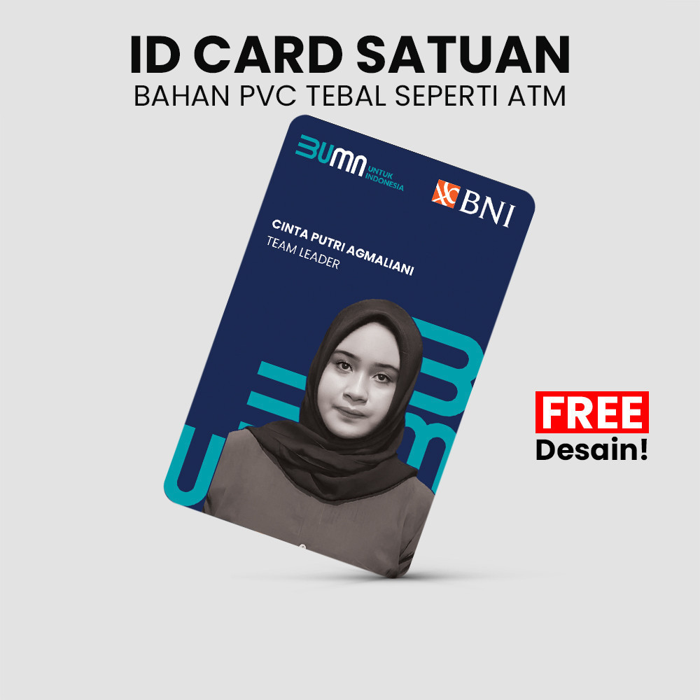Jual ID CARD BUMN PVC TEBAL CUSTOM 2 SISI BOLAK BALIK / CETAK NAME TAG ...