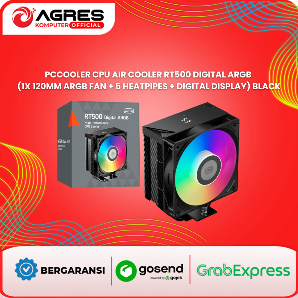 Jual PCCOOLER CPU AIR COOLER RT500 DIGITAL ARGB 1X 120MM ARGB FAN + 5 ...